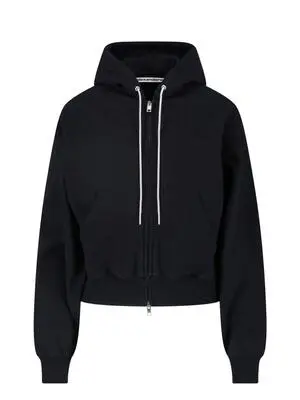Alexander Wang Cropped Zip-up Hoodie - Black