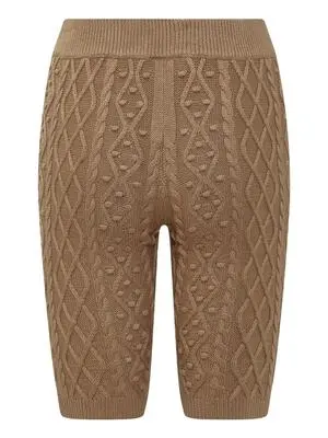 Loulou De Saison LOULOU DE SAISON Knee-Length Silk Blend Shorts Beige