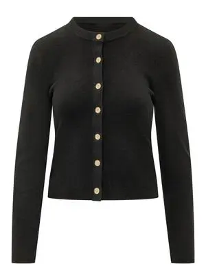Michael Kors Merino Rib Crew Cardigan - Black