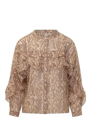 Ba&sh BA&SH Printed Ruffled Shirt Ecru