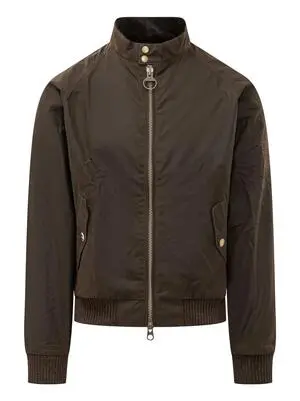 BARBOUR INTERNATIONAL Cotton Waxed Bomber Jacket - Olive