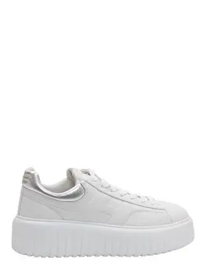 Hogan HOGAN Leather Platform Sneakers Bianco/argento