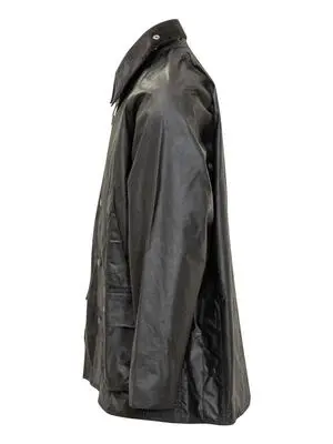 Barbour Waxed Cotton Jacket With Velvet Collar - Black