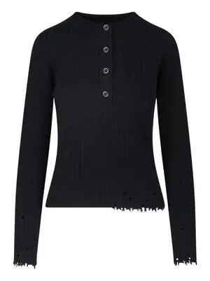 UMA WANG Ribbed Cashmere Button-front Cardigan - Black