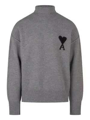 AMI Paris Funnel Neck Sweater - Gris Cendre