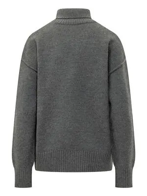 AMI Paris Funnel Neck Sweater - Gris Chine