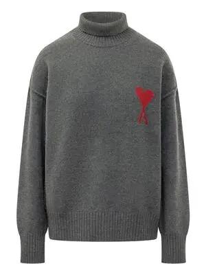 AMI Paris Funnel Neck Sweater - Gris Chine