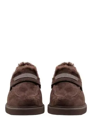 Brunello Cucinelli BRUNELLO CUCINELLI Suede Loafer With Shearling Trim C9795