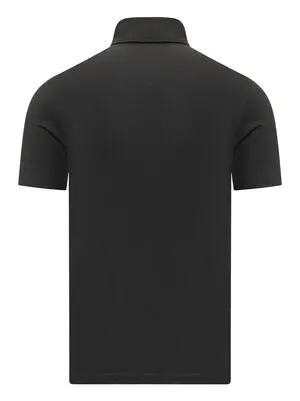 Malo Short Sleeve Polo With Collar And Buttons - Nero