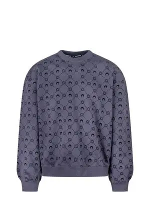 MARINE SERRE All-over Logo Printed Sweatshirt - Black