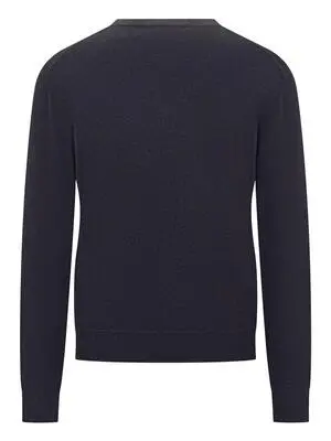 Malo MALO Cashmere V-Neck Pullover Sweater Blu