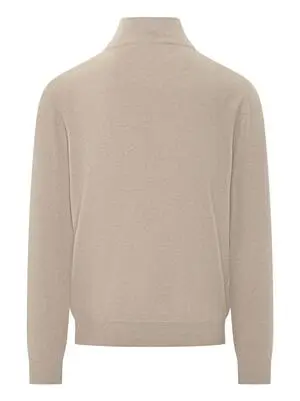 Malo Wool Zip Turtleneck Sweater - Dune