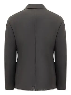 Off-White Wool Blend Zip Blazer - Black Black