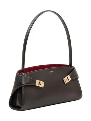 FERRAGAMO FERRAGAMO Chic Mini Hug Shoulder Bag Nero-borgogna