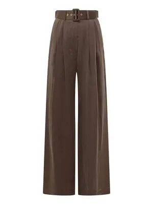 Zimmermann Zimmermann Silk Tuck Pant Chocolate