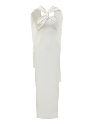 Solace London SOLACE LONDON Halterneck Cape Dress Cream