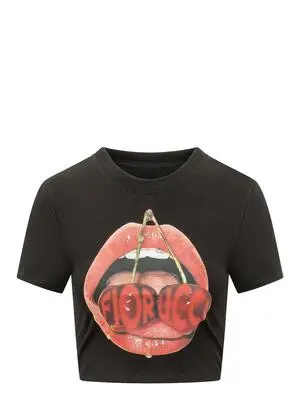 Fiorucci Graphic T-shirt With Unique Print - Black