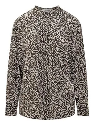 MARANT ETOILE Marant Etoile Abstract Print Long Sleeve Shirt Ecru/black