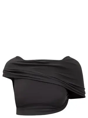 Casablanca Elegant Mini Draped Top For Fall - Nero