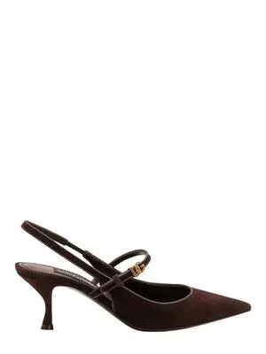 Dolce & Gabbana DOLCE & GABBANA Suede Nappa Slingback Heels Ebano/moro
