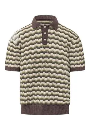 ATOMO FACTORY Striped Knit Polo - 704