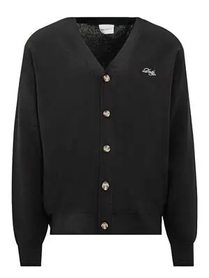 Drole De Monsieur Embroidered Merino Wool Cardigan - Black