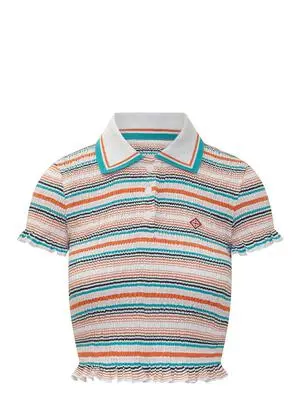 Casablanca Striped Shirred Polo - Stripe