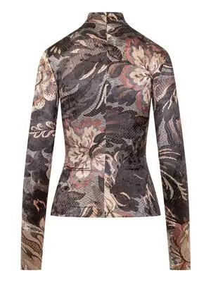 Etro ETRO Floral Print Long Sleeve Knit Top Grigio