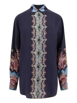 ETRO Etro Paisley Print Silk Button-Front Shirt