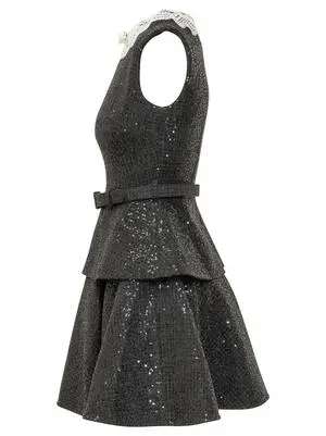 SELF-PORTRAIT Chic Sequin Mini Dress - Black