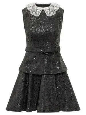 SELF-PORTRAIT Sequin Mini Dress - Black