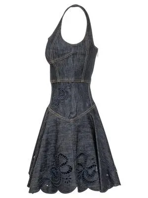 SELF-PORTRAIT Chic Bow Mini Dress - Blue