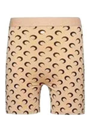 MARINE SERRE MARINE SERRE High-Waisted Moon Print Shorts Tan