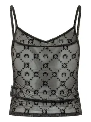 MARINE SERRE Geometric Pattern Camisole Top - Black