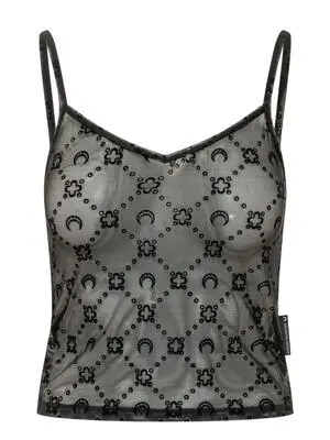 MARINE SERRE Geometric Pattern Camisole Top - Black