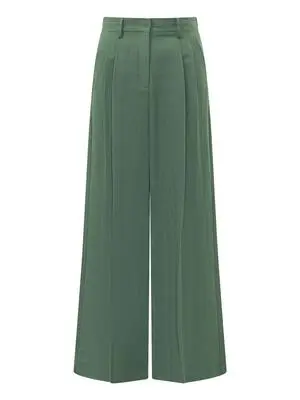Max Mara WEEKEND MAX MARA Pleated Wide-Leg Trousers Aloe