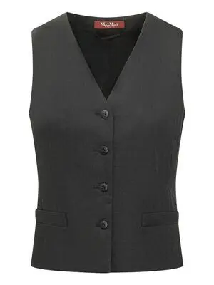 Max Mara MAX MARA Linen Button Detail Gilet Nero