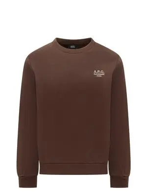 A.p.c. A.P.C. Organic Cotton Logo Sweatshirt Ecru Brown