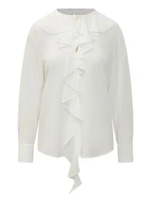 Max Mara MAX MARA STUDIO Elegant Silk Shirt With Ruffles Bianco Seta