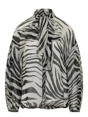 Max Mara MAX MARA STUDIO Artistic Print Shirt With Neck Tie Nero