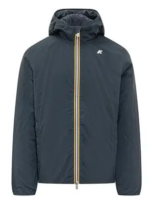 K-WAY Lightweight Jacket With Hood And Front Zip - Blue Depth