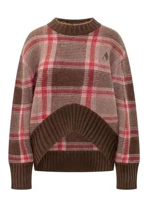 Attico Check Mohair Sweater - Coffee/pink