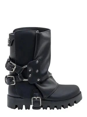 Dolce & Gabbana Leather Biker Mini Boots - Nero