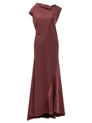 Alberta Ferretti Viscose Draped Maxi Dress - Red