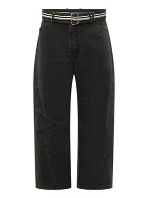 MORDECAI Structured Belted Trousers - Black