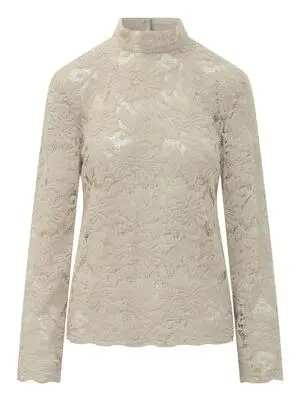 LE SULLY STUDIO Le Sully Studio Lace-Trim Long Sleeve Shirt Panna