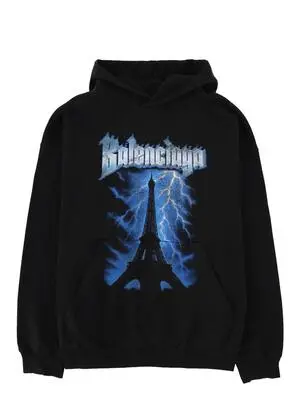 Balenciaga Felpa Con Stampa - Black