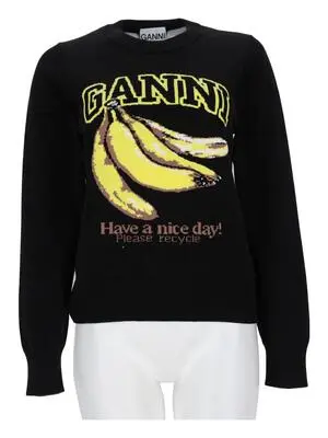 GANNI Organic Cotton Knit Sweater - Black
