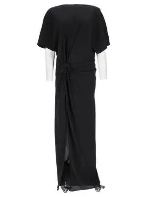 ROTATE BY BIRGER CHRISTENSEN Long Sleeve Knot Detailing Maxi Dress - Black