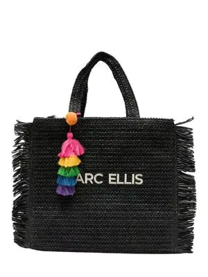 MARC ELLIS Buby S. Claire Fringe-trimmed Logo-embroidered Tote Bag - Black